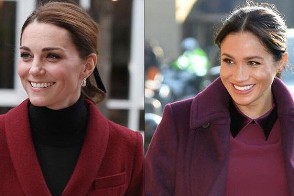 Seeing double: Meghan and Kate look stunning in matching winter...